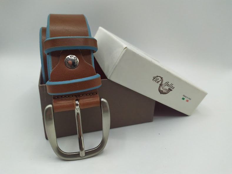 Light Blue Edge Leather Belt – Old Galles